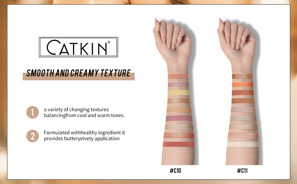 CATKIN 9 Colors Eyeshadow Palette Silky Texture Multi-Use Matte&Shimmer Easy to Apply Eye Shadow ...