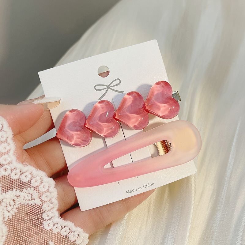 Pink Sweet Small Hair Clip Side Clip Female Side Cute Hairpin Girl ...