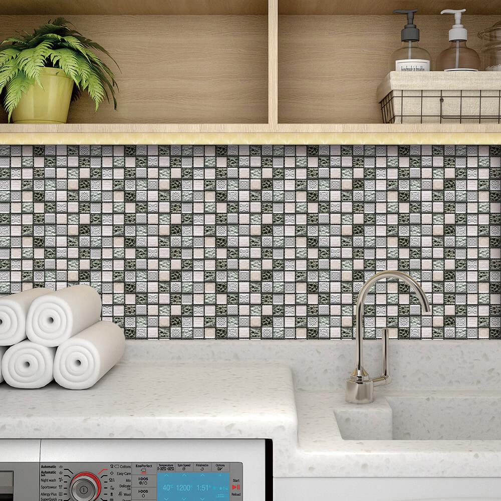 30pcs Mosaic oil-proof tile pasting kitchen bathroom waterproof self ...