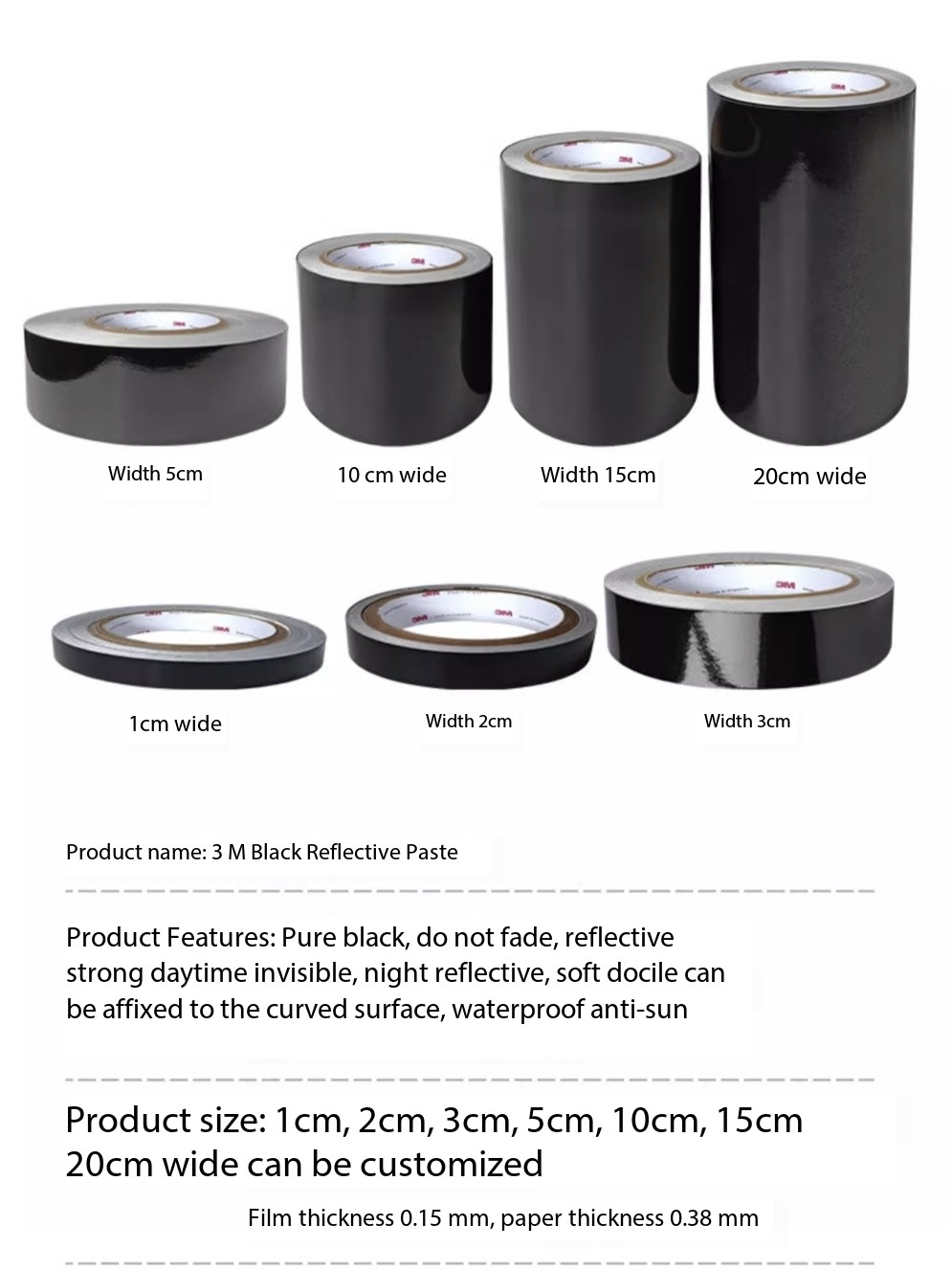 3M Reflective Sticker Black Car Sticker Black Reflective Cover Marks At ...