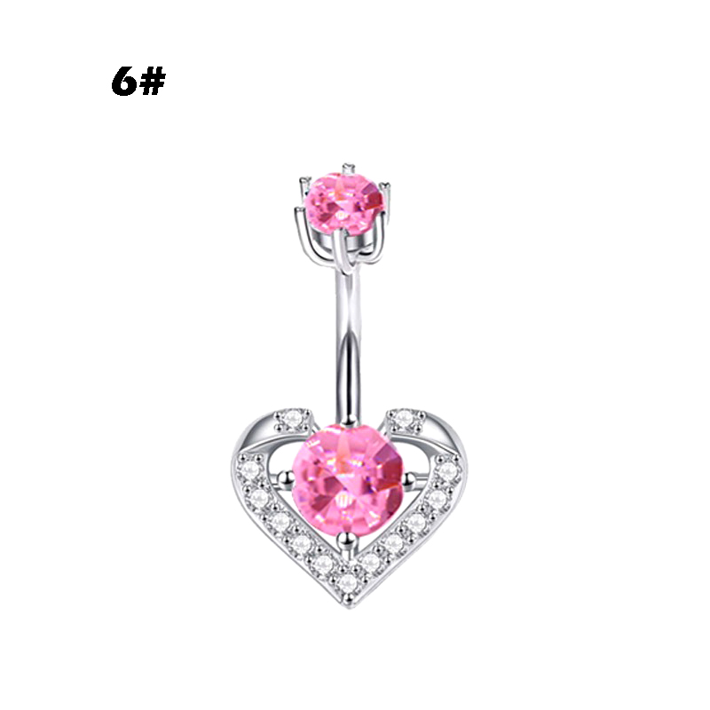 Double diamond heart-shaped navel nail, super sparkling zircon, spicy ...