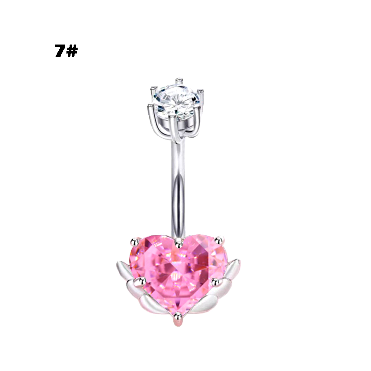 Double diamond heart-shaped navel nail, super sparkling zircon, spicy ...