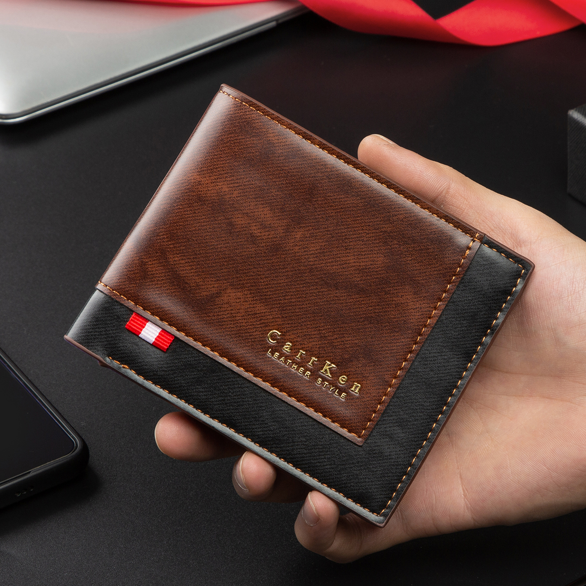 High end men's short wallet, youth student multi slot wallet ...