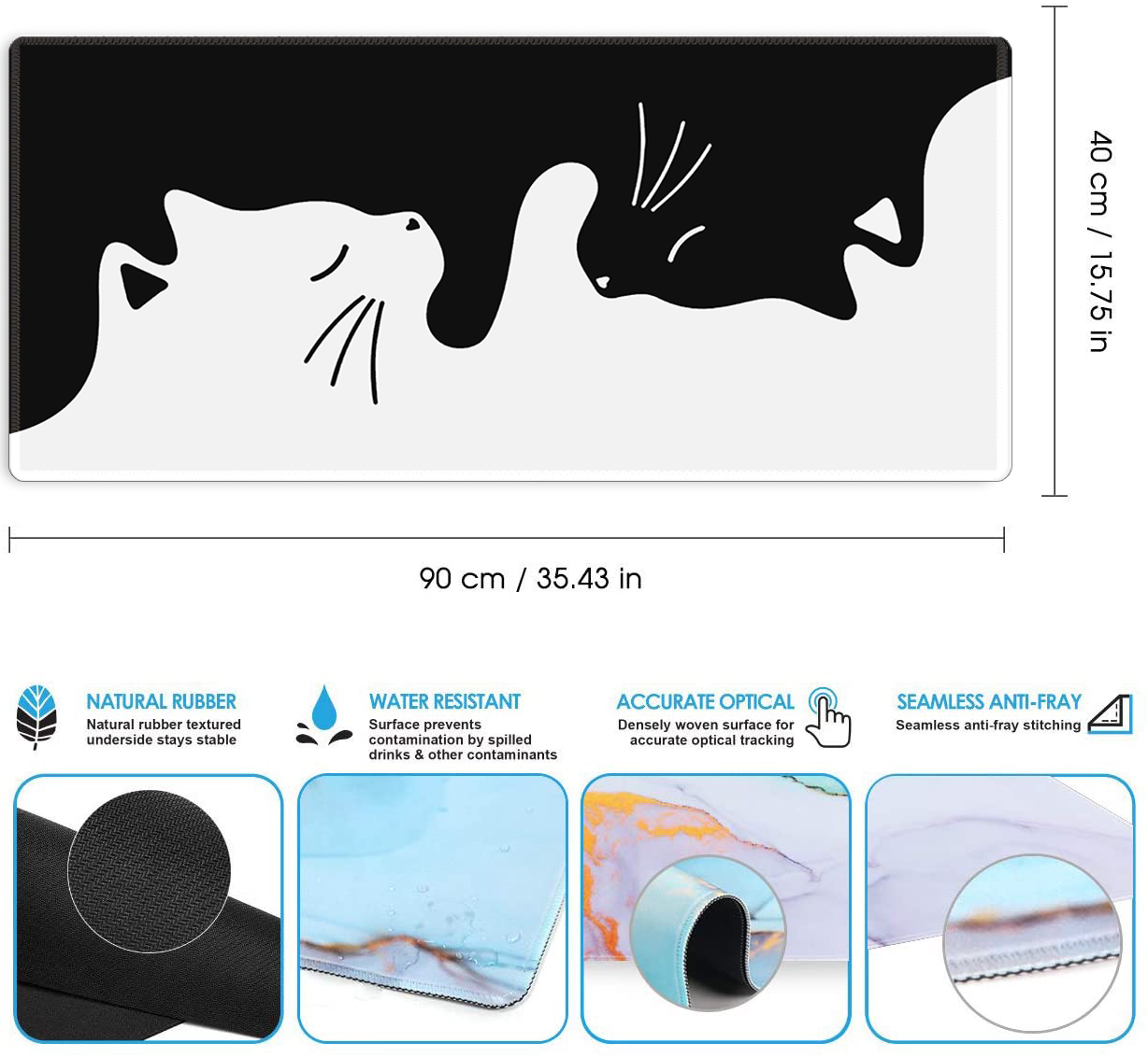 Yin Yang Cats Mousepad Extended Large Gaming Mouse pad Deskmat | Shopee ...