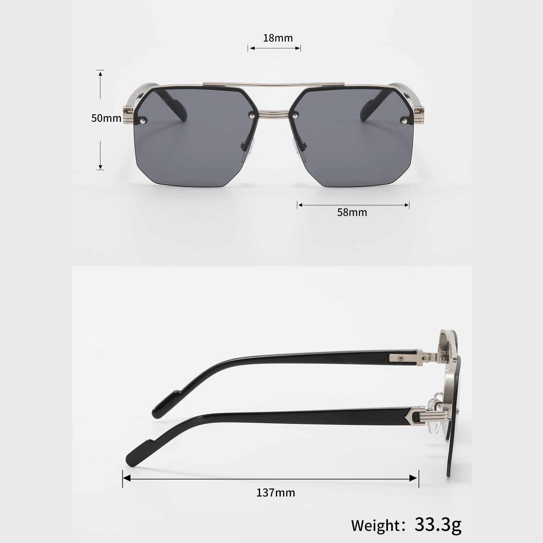 Fashion Large Frame Half Frame Black Men's Sunglasses Retro Style ...