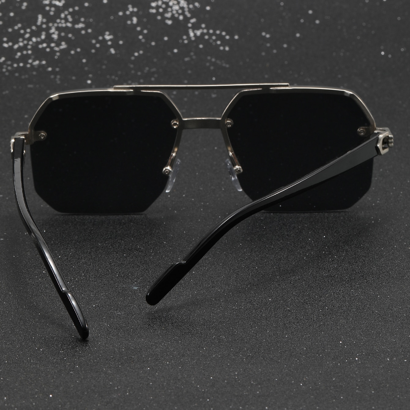 Fashion Large Frame Half Frame Black Men's Sunglasses Retro Style ...