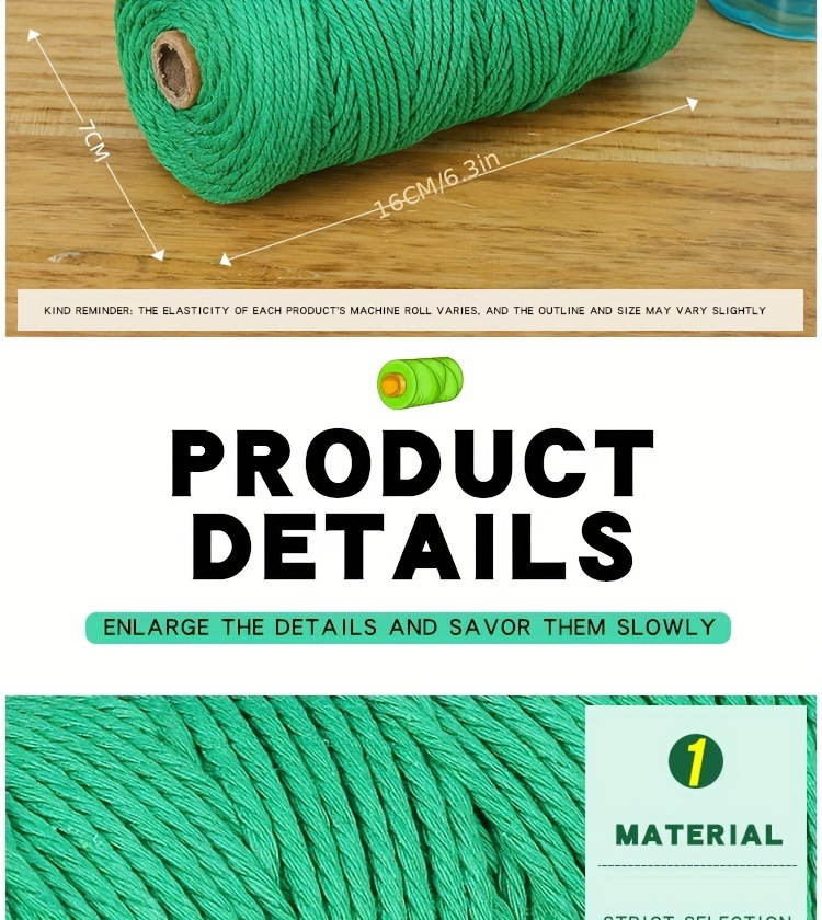 3mm Thick Colorful Cotton Thread Rope Handmade DIY Braided Polyester ...