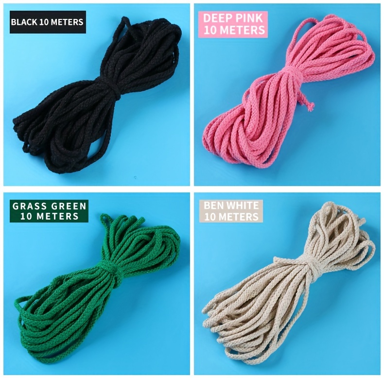 Colorful Cotton Rope 5mm Thick 10m diy Hand-woven Cotton Thread Rope ...