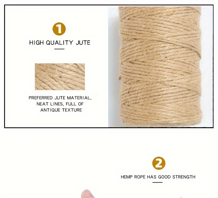 1Mm-3.8Mm Jute Rope Hand-Woven Decorative Natural Color Decorative Hemp ...