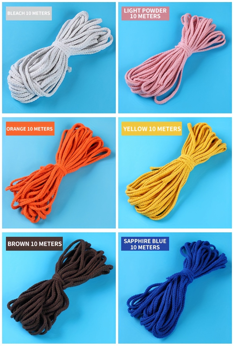 Colorful Cotton Rope 5mm Thick 10m diy Hand-woven Cotton Thread Rope ...