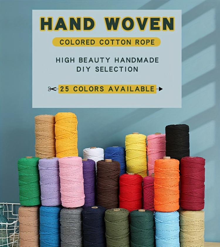 3mm Thick Colorful Cotton Thread Rope Handmade DIY Braided Polyester ...