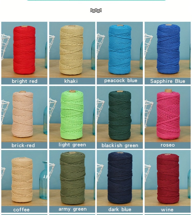 3mm Thick Colorful Cotton Thread Rope Handmade DIY Braided Polyester ...