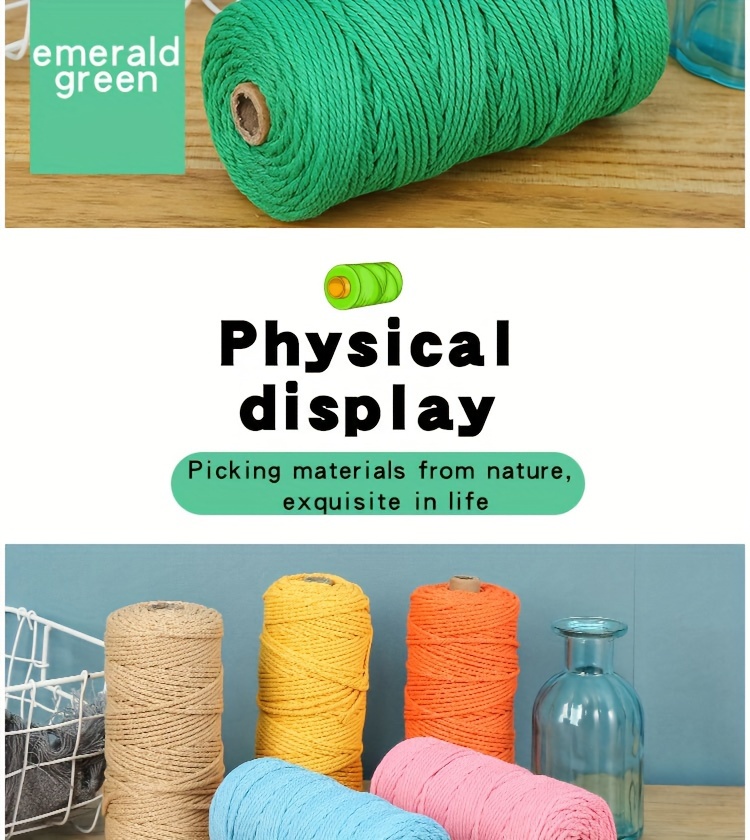 3mm Thick Colorful Cotton Thread Rope Handmade DIY Braided Polyester ...