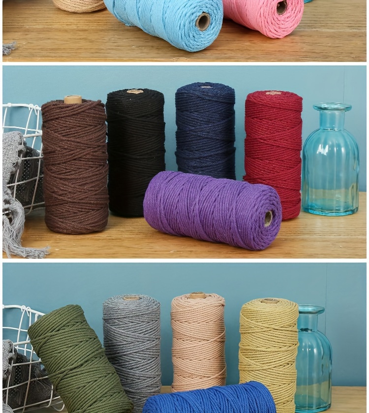 3mm Thick Colorful Cotton Thread Rope Handmade DIY Braided Polyester ...