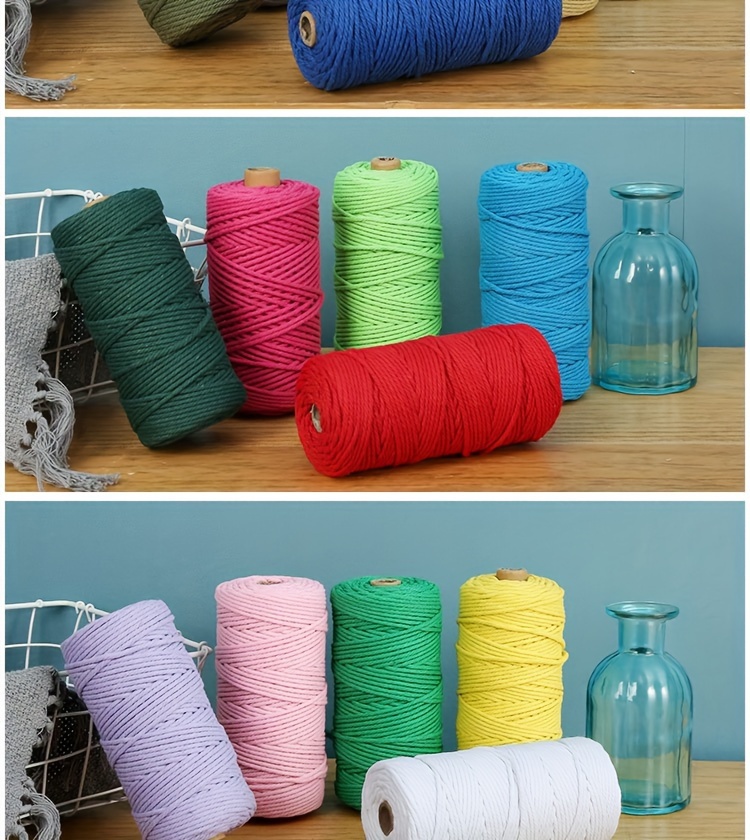 3mm Thick Colorful Cotton Thread Rope Handmade DIY Braided Polyester ...