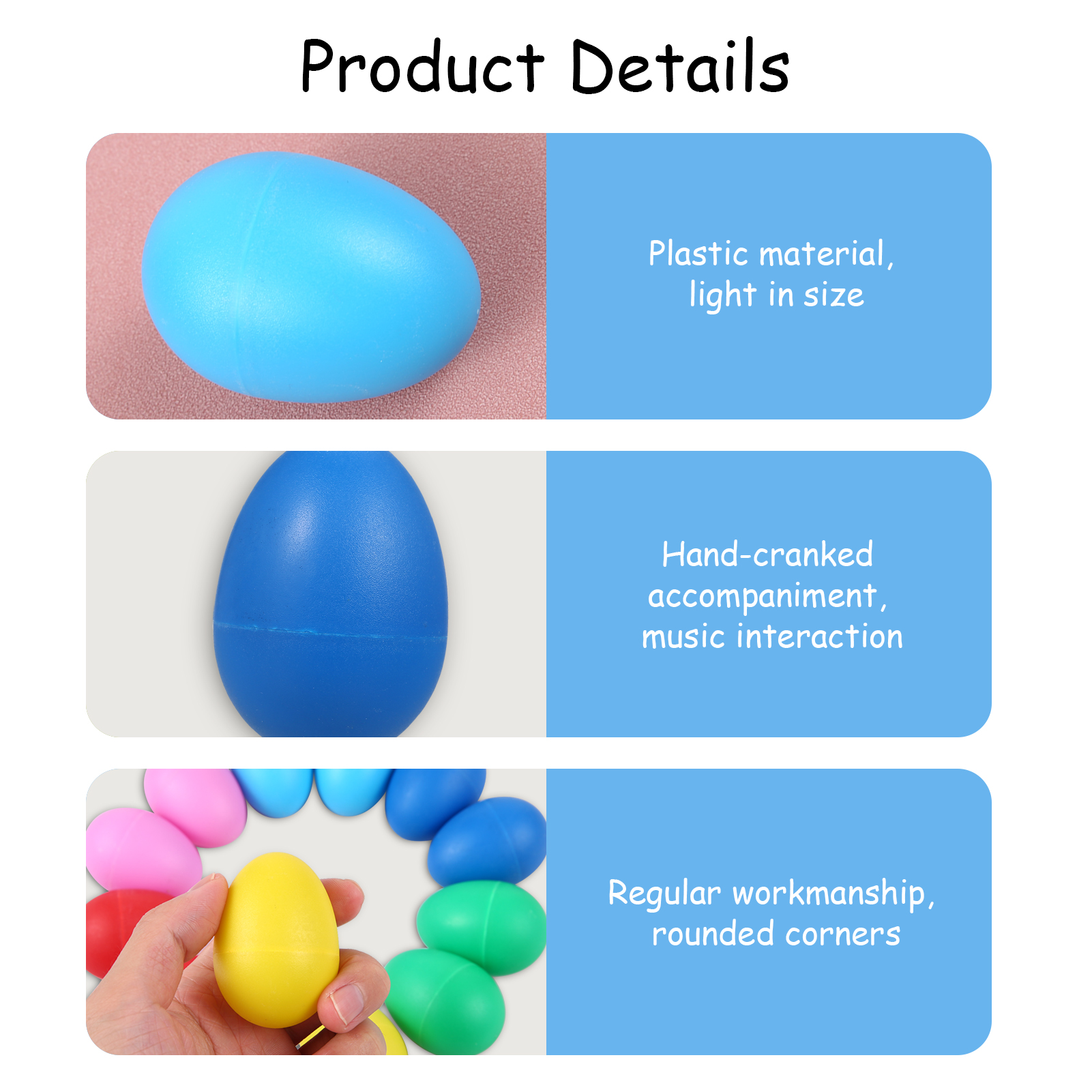 HTools 12 Pieces Egg Shakers Musical Instruments Percussion Egg for ...