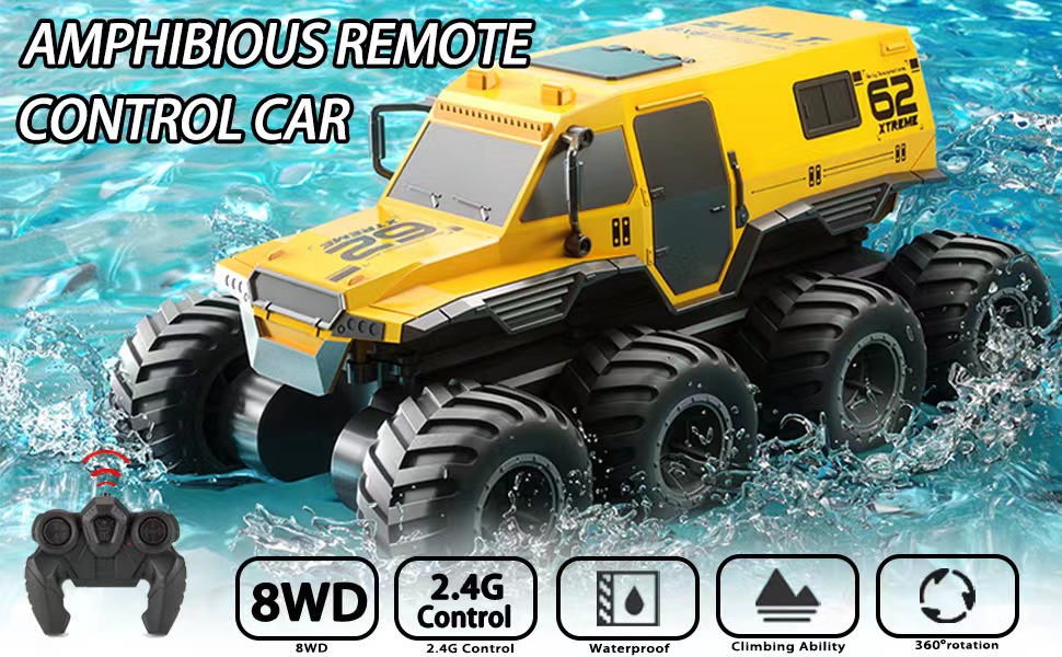 iBliver 8WD Amphibious Monster Truck, 2.4G Off Road Waterproof 1:12 Big ...