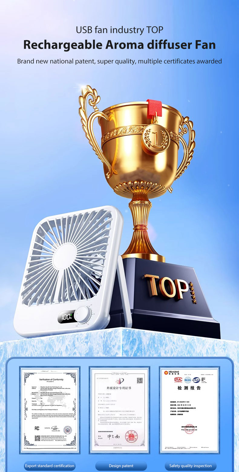 YIOMIO Personal Desk Fan 100 Speeds Strong Wind USB Rechargeable Table ...