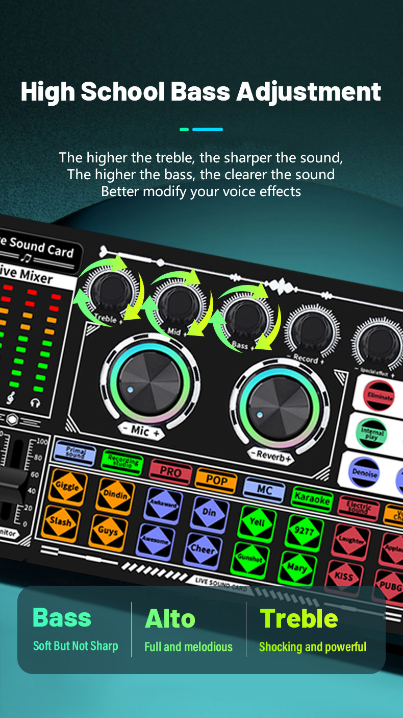 F999 Sound Card With Condenser Microphone Audio Mixer Voice Changerr ...