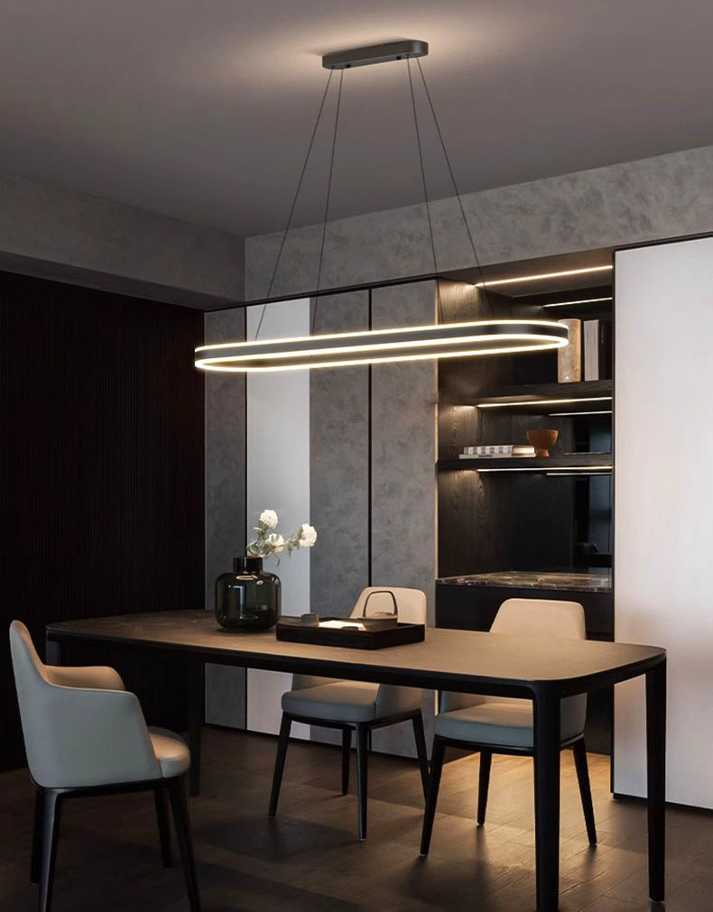 Minimalist Long Strip Aluminum LED Pendant Light lamps Full spectrum ...