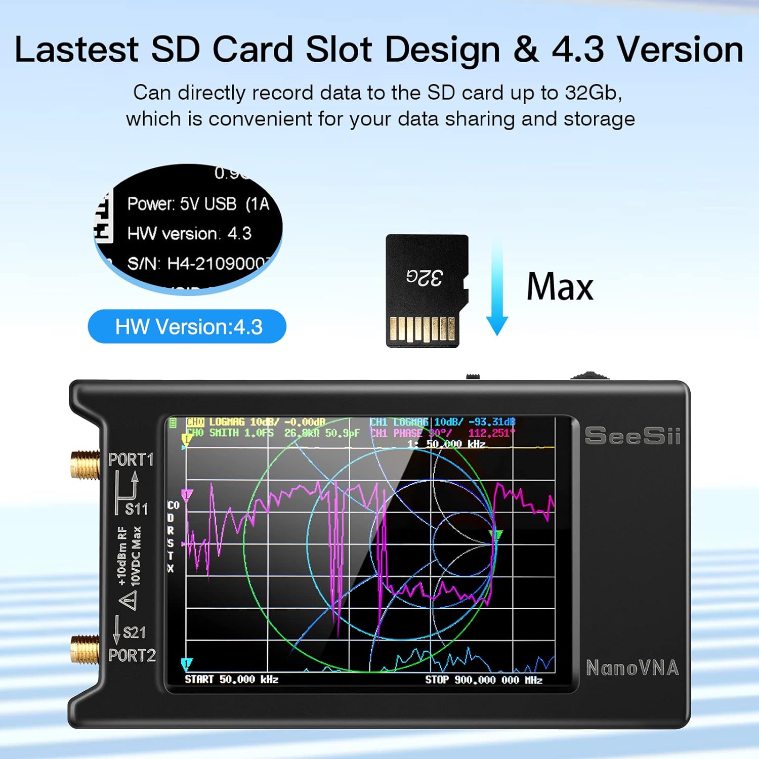 Nano VNA H4 4inch 10KHz-1.5GHz Touch Screen Vector Network Antenna ...