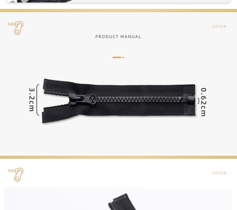 2pcs Durable Black Resin Zipper with Auto-lock and Large Teeth for ...
