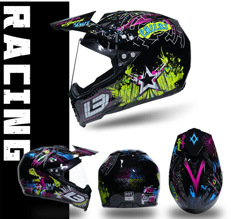 motorcycle helmet with sun shield road cross motocross helmet double ...