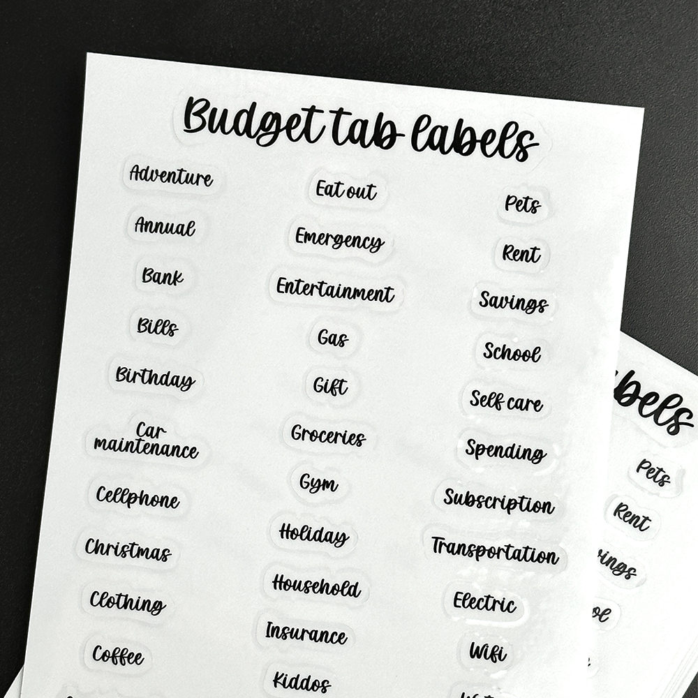 Cash Envelope Label Stickers, 10 Sheets Budget Tab Labels, Clear Vinyl ...