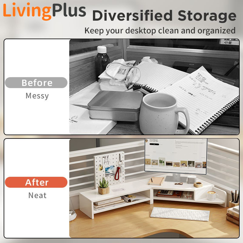 Monitor Stand Desk Organizer Desktop Rack Shelf Keyboard Storage Screen ...