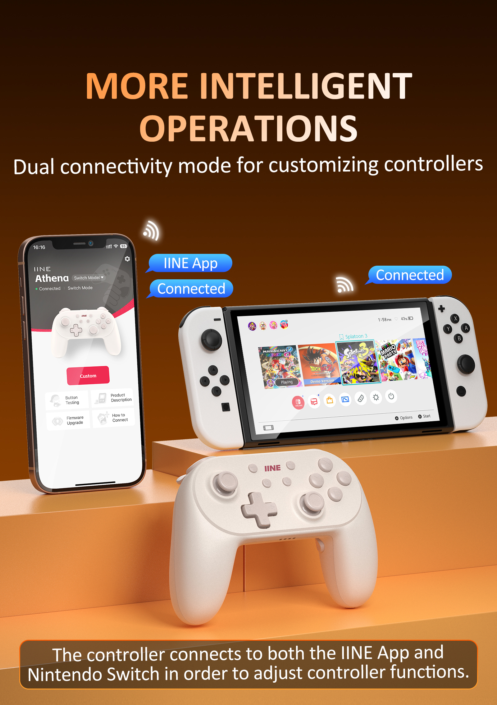 IINE Athena Wireless Pro Controller for Switch/Switch OLED/PC/IOS ...