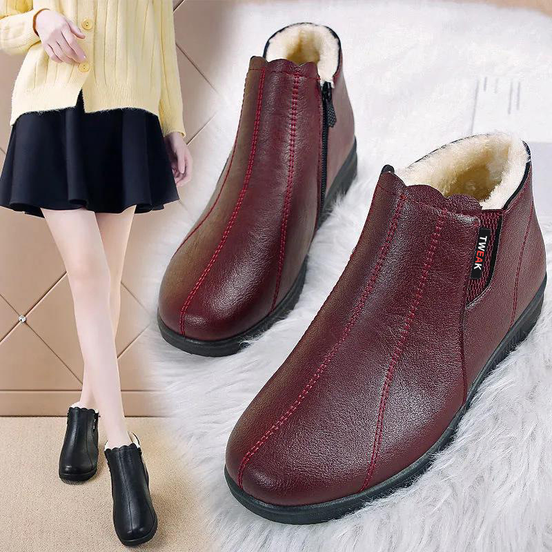 Women's waterproof snow boots women's winter plush short boots warm ...