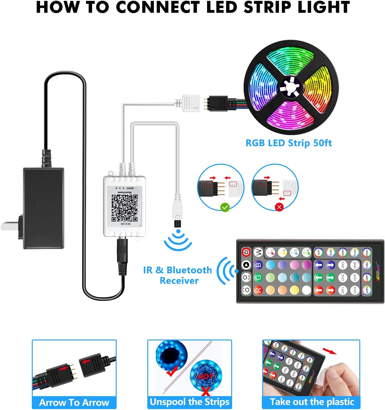 Led light strip light Rgb10/ 20/30/40M with Remote APP control for ...