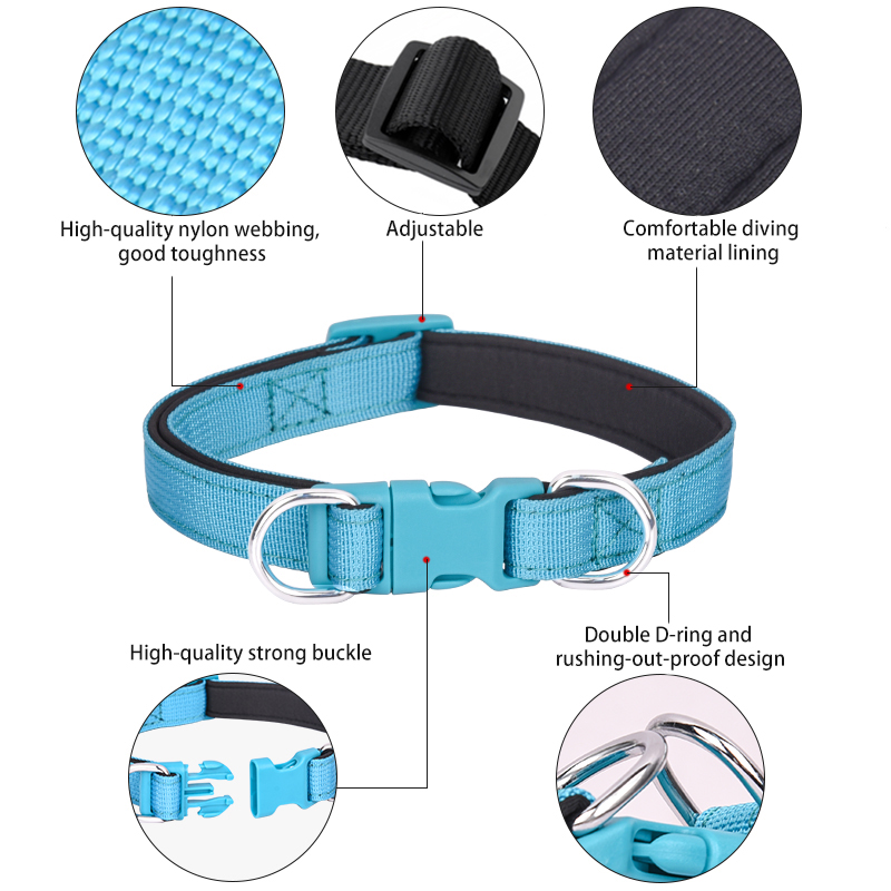 Reflective Nylon Dog Collar With Safety Buckle, Adjustable Pet Collars ...