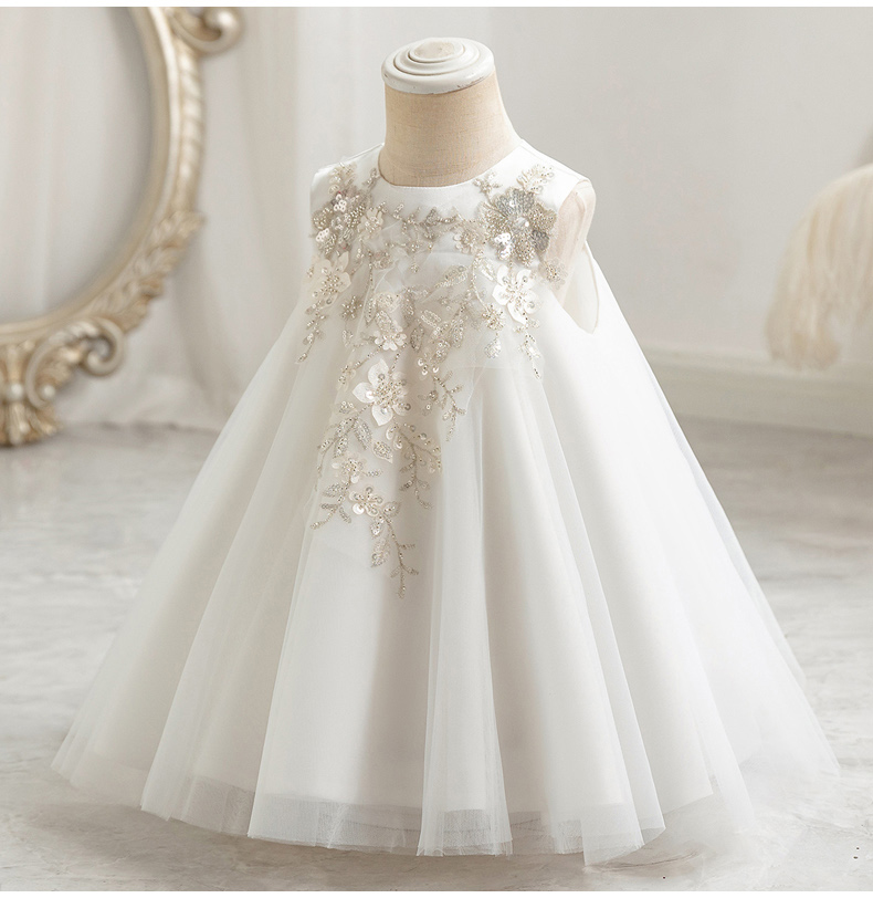 White Pink Princess Dress For Kids Gils Party 2th Birthday Sequins ...