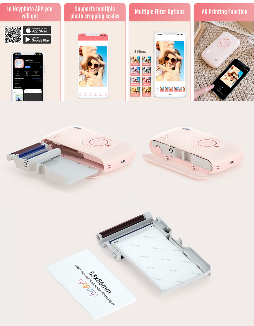 HPRT CP2100 Portable Pocket Photo Printer Wireless Thermal Picture ...