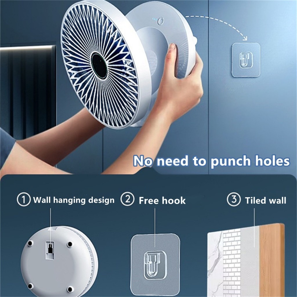 8“ big fan 10000mAh chargable Fan Compact wall mini fan 3 levels ...