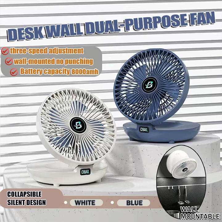 8“ big fan 10000mAh chargable Fan Compact wall mini fan 3 levels ...