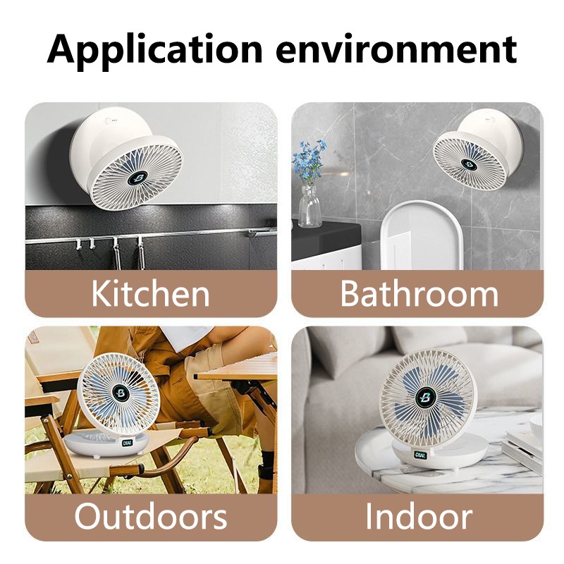 8“ big fan 10000mAh chargable Fan Compact wall mini fan 3 levels ...