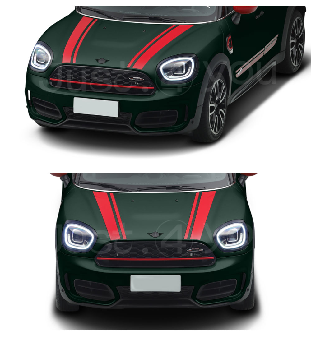 Car Hood Bonnet Stripes Decal Stickers for MINI Countryman Cooper S One ...