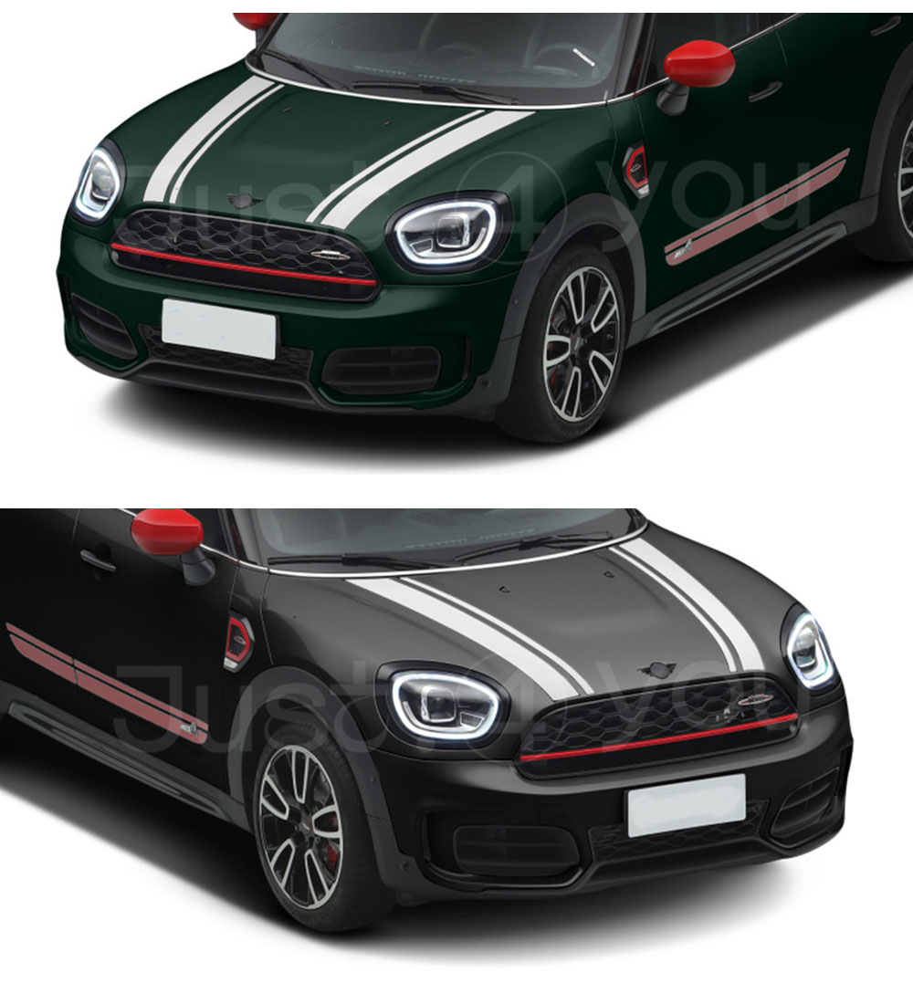 Car Hood Bonnet Stripes Decal Stickers for MINI Countryman Cooper S One ...