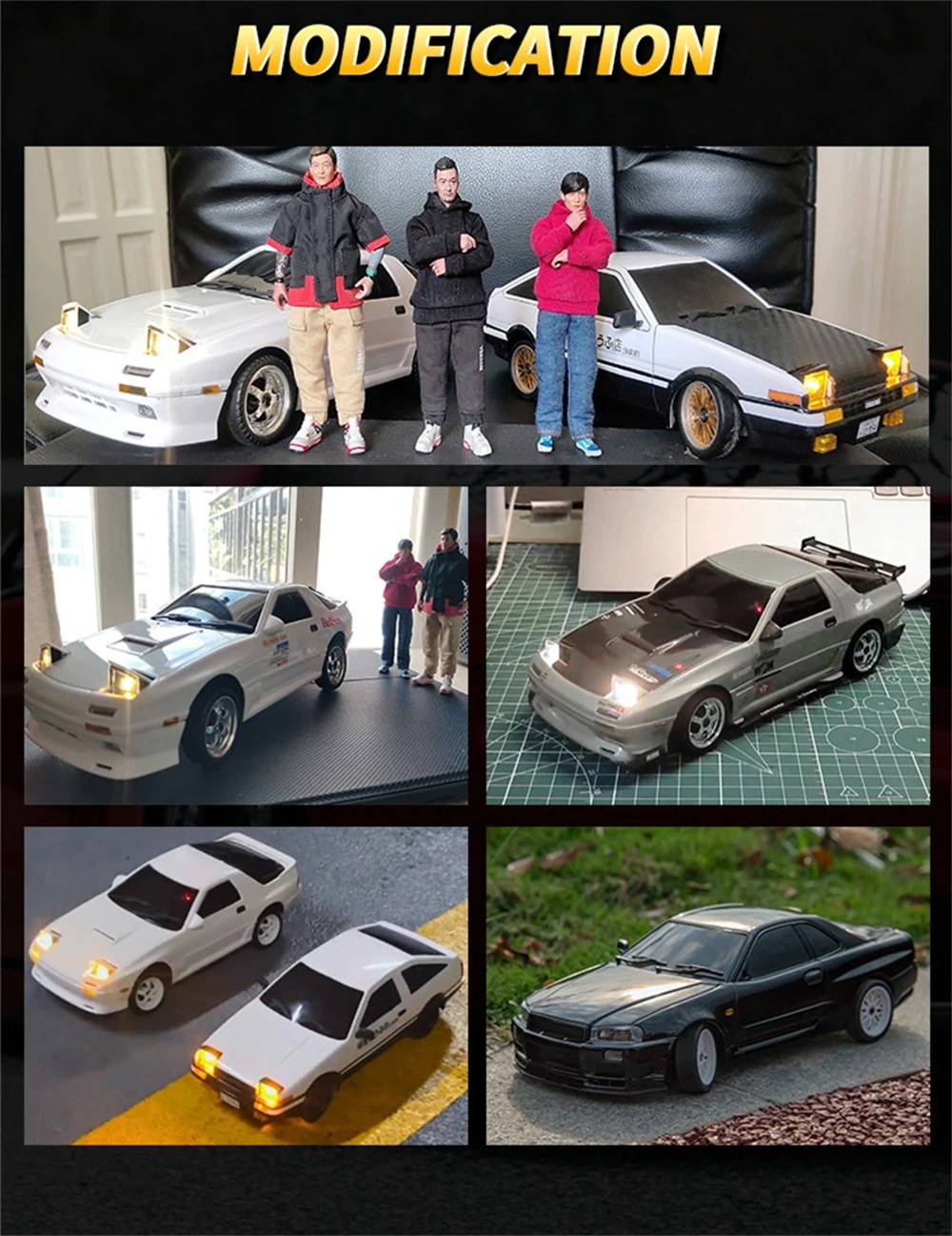 LDRC 1899 LD1899 RTR 1/18 2.4G 2WD metal shell RWD RC Car Drift GTR R34 with Gyro LED Light On ...