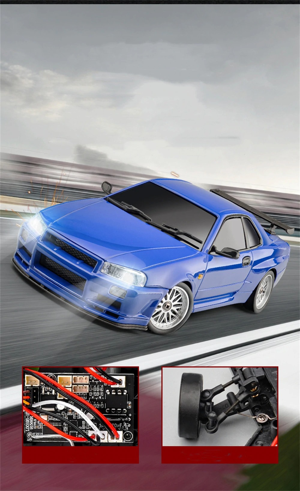 LDRC 1899 LD1899 RTR 1/18 2.4G 2WD metal shell RWD RC Car Drift GTR R34 with Gyro LED Light On ...