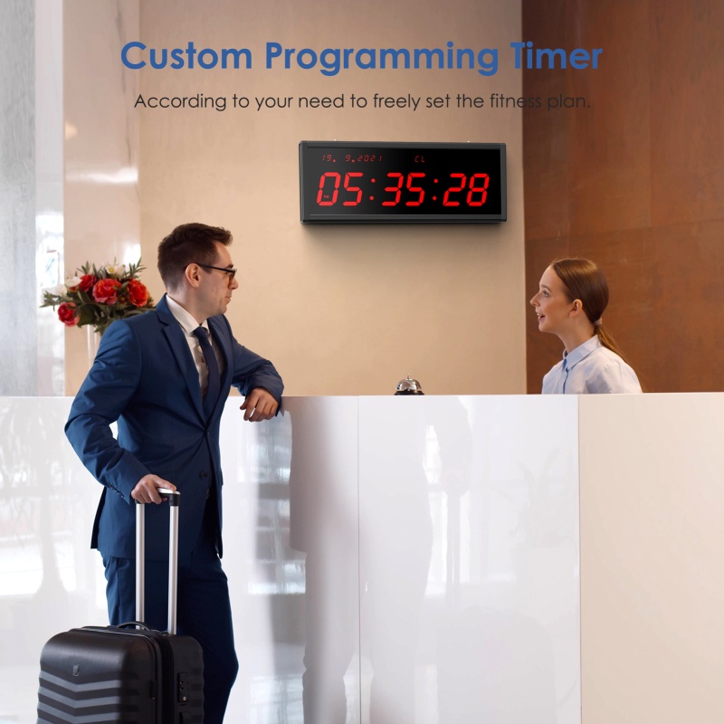 [MY Stock]Seesii 3 inch Gym Timer Big LED Interval Workout Clock Time & Date Count Down/Up ...