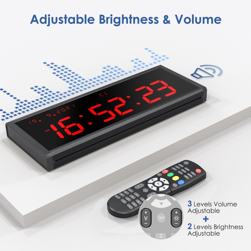 Seesii 3 inch Gym Timer Big LED Interval Workout Clock with Time & Date ...