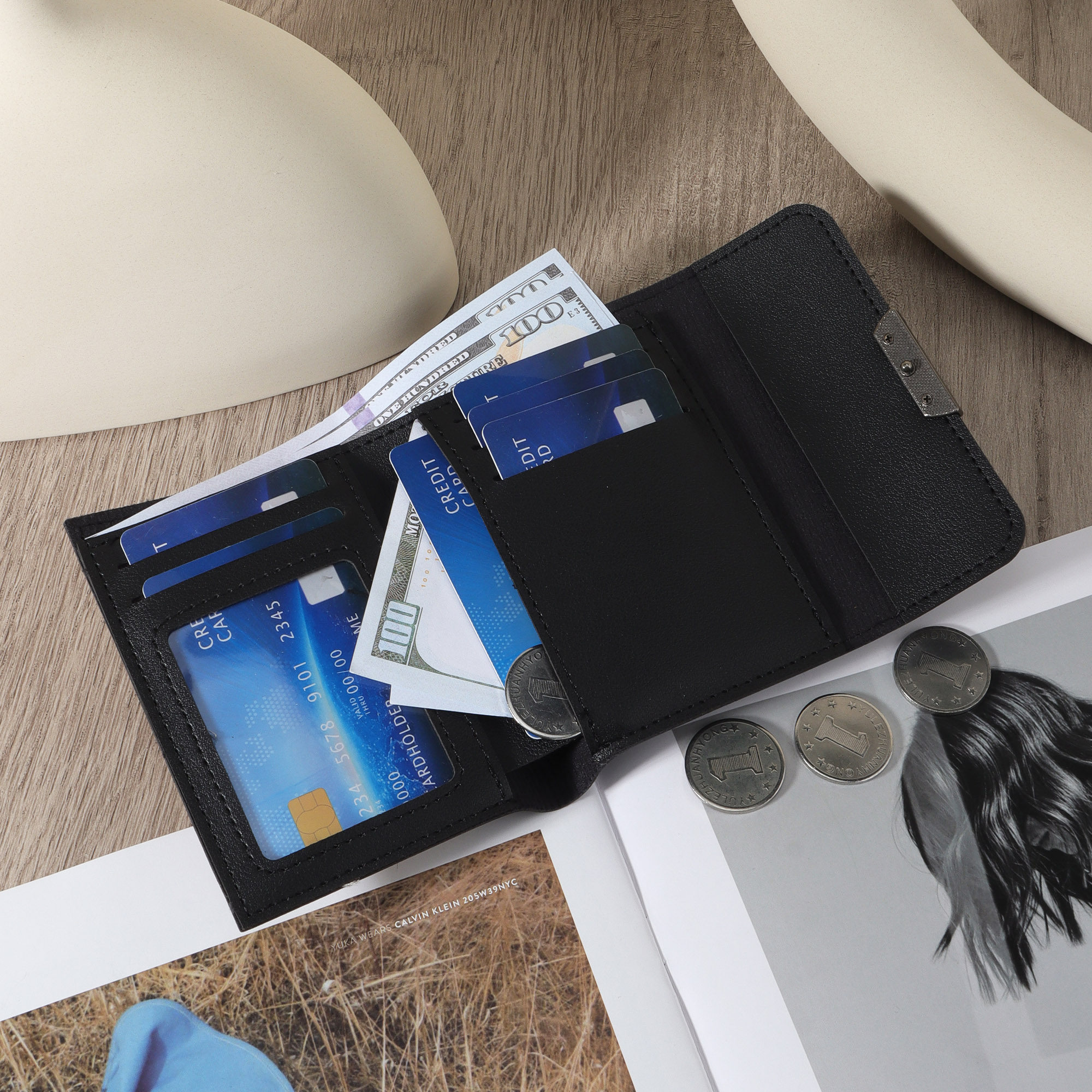 Metal cute cat decoration small wallet coin pocket small wallet 30 fold ...