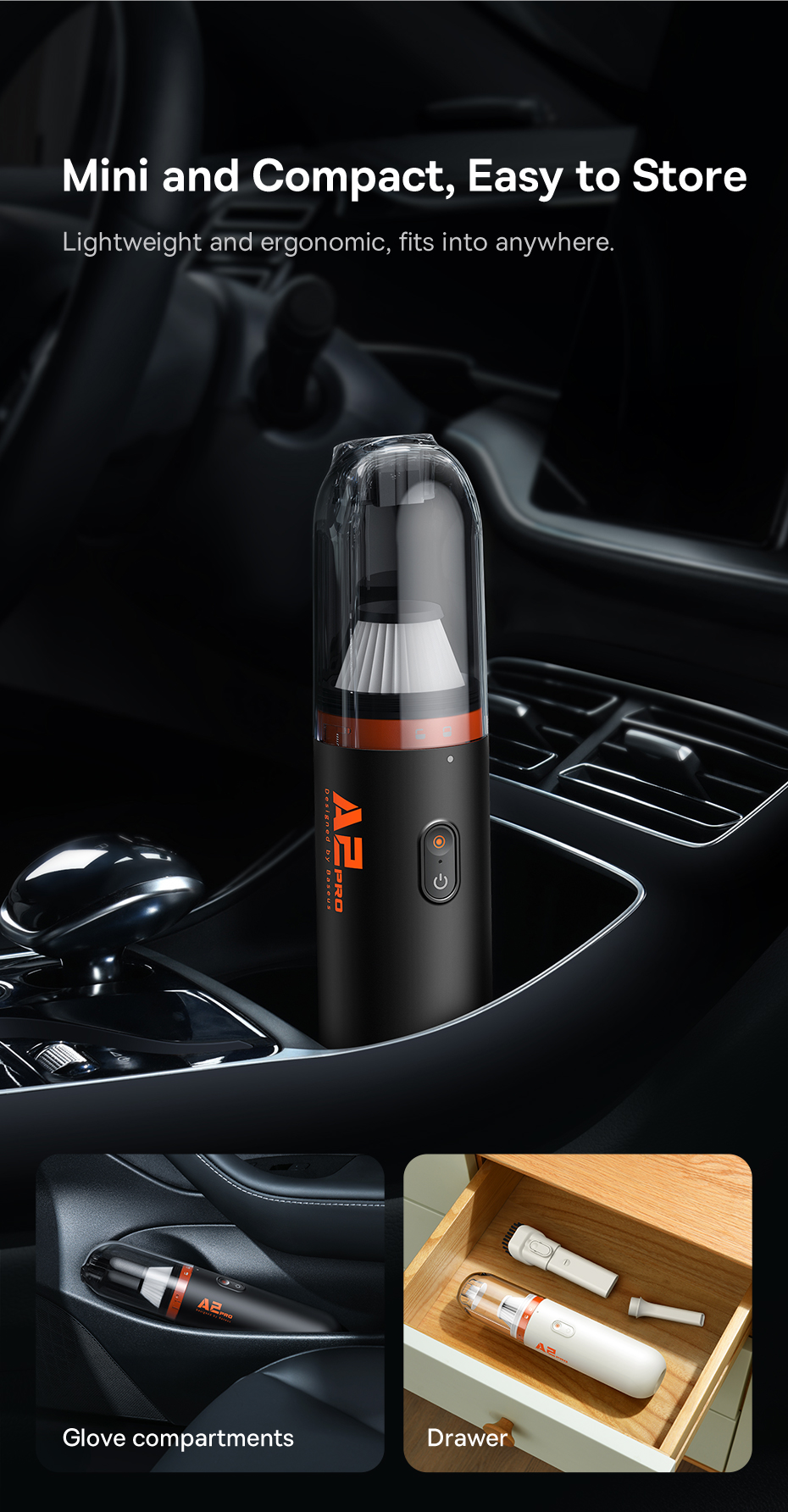 Baseus A2 Pro 6000Pa Wireless Car Vacuum Cleaner For Car Home Cleaning Mini Handheld Car Vacuum ...