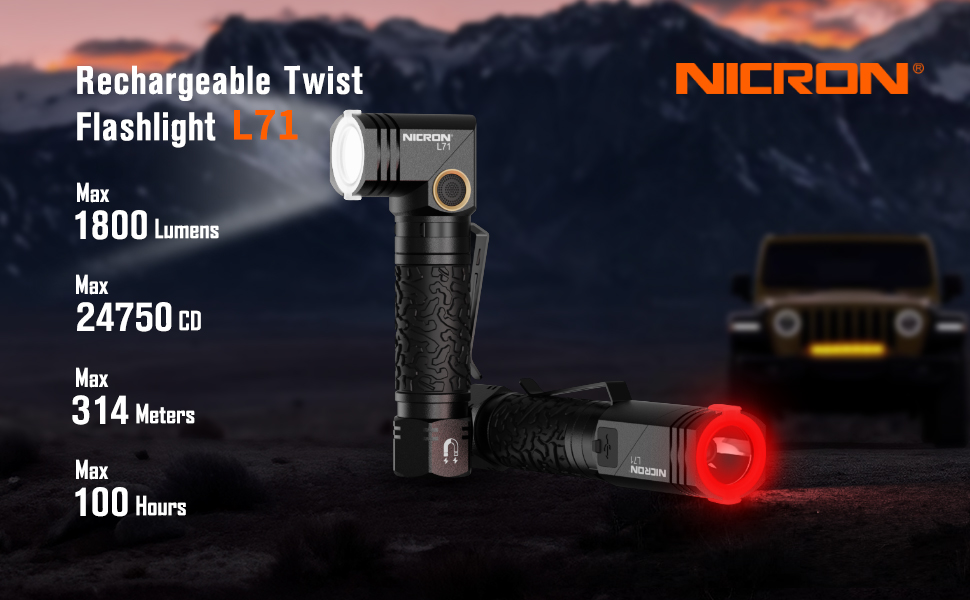 Nicron Torch Light L71 High Brightness Type-C Rechargeable Flashlight ...