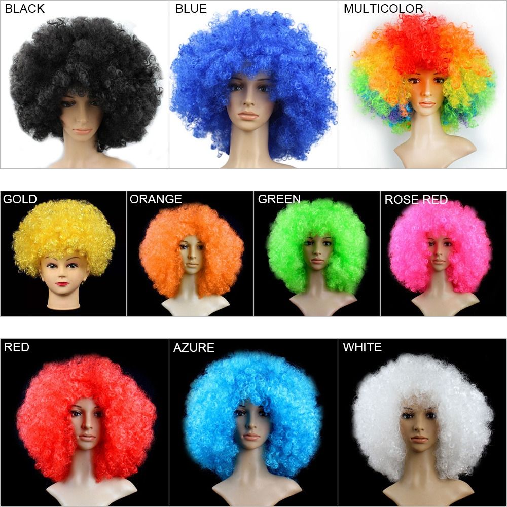 BA Black Afro Curly Wig Various Coloured Fashion Clown Cosplay Props ...