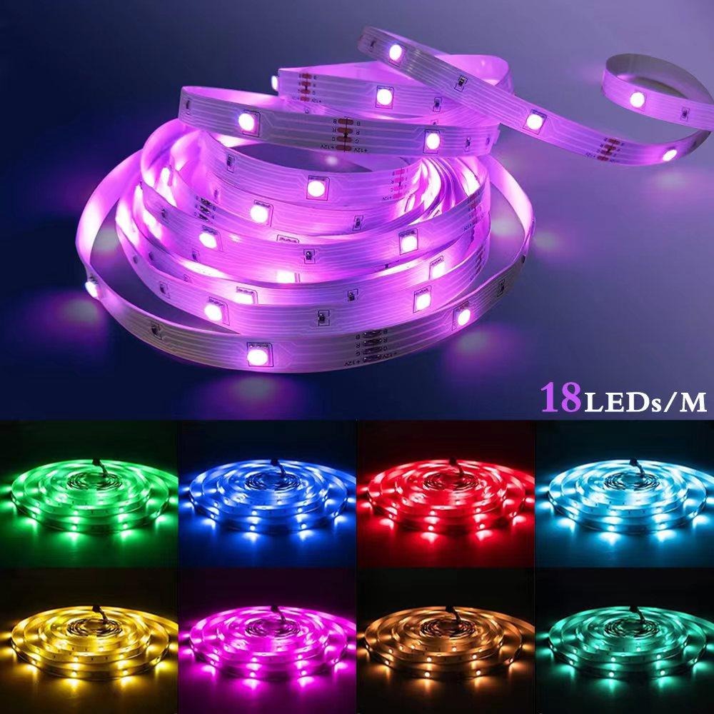Light RGB 5050 LED Bluetooth Remote Tape Decor for Room LED String PC ...