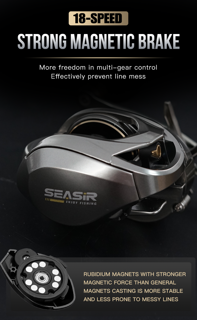 SEASIR Megacuda Metal Baitcasting Reel ALUMINUM FRAME Carbon Side ...